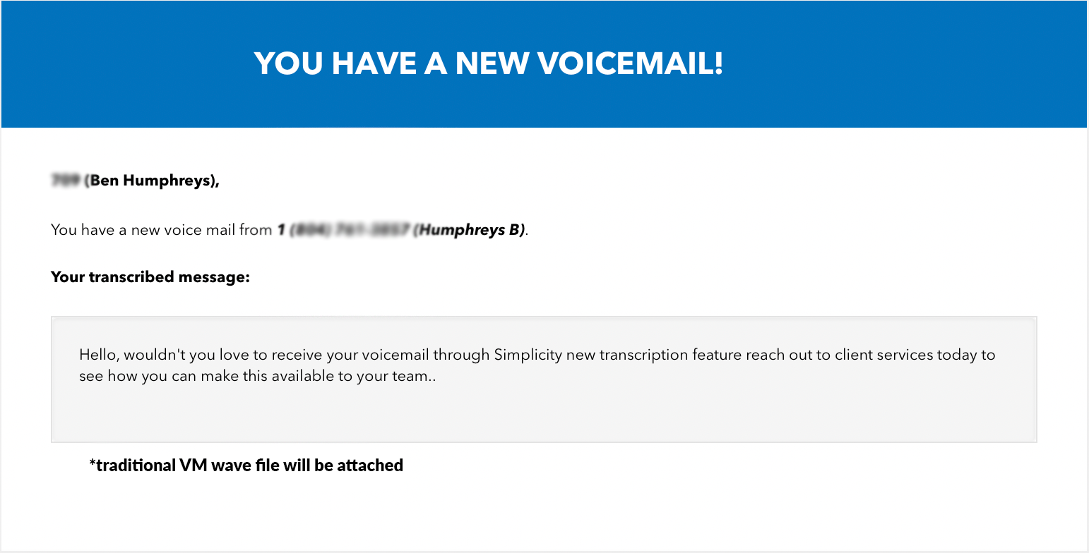 voicemail to email transcription